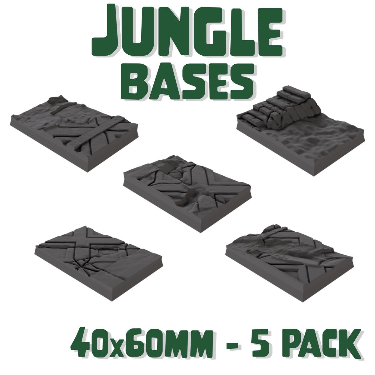 40x60mm Jungle Square Bases (Set of 5) | MiniWarGaming – The MiniWarGaming Forge