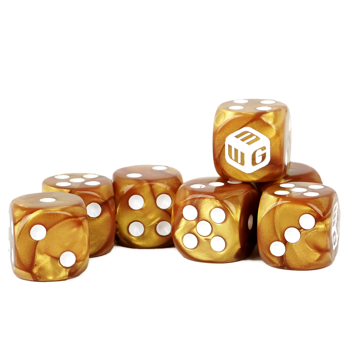Limited - Gold Marble MiniWarGaming Dice Set - 7 6-Sided Dice (7D6 ...
