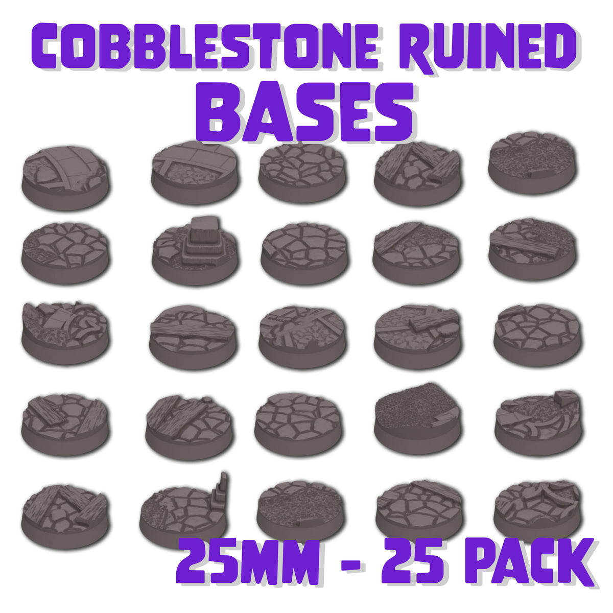 25mm Cobblestone Ruins Round Bases (Set of 25) | MiniWarGaming – The ...