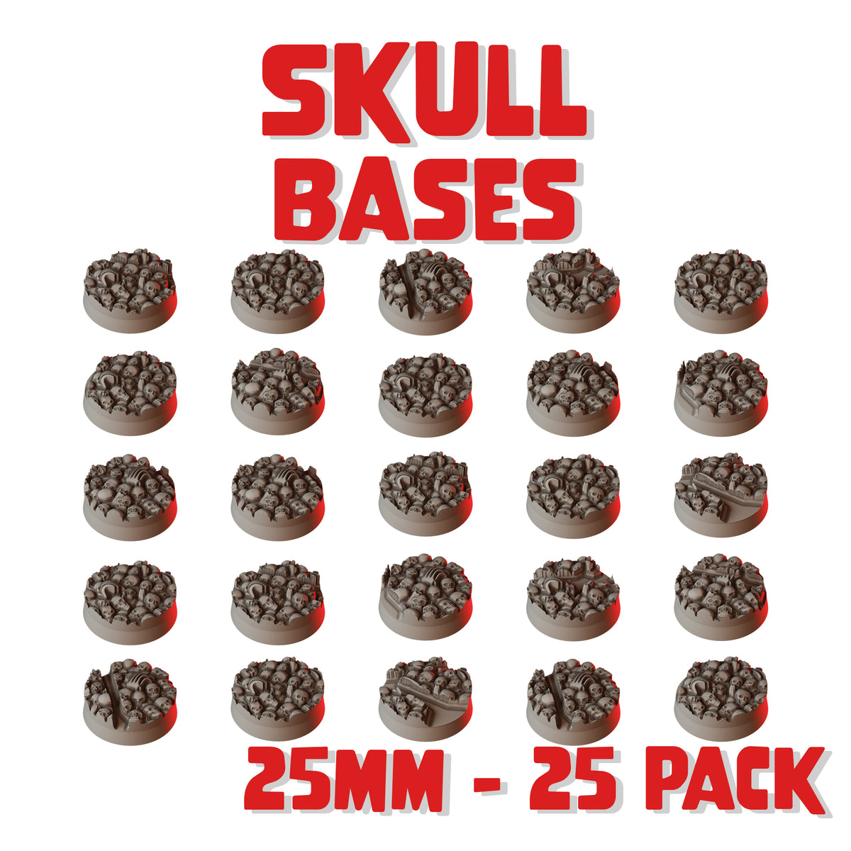25mm Skull Round Bases (Set of 25) – The MiniWarGaming Forge