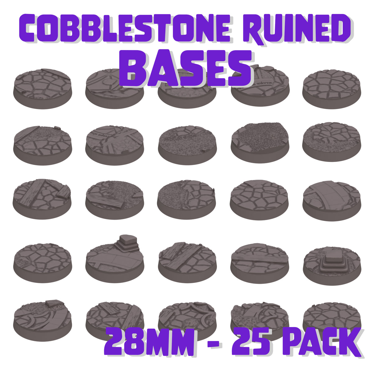 28.5mm Cobblestone Ruins Round Bases (Set of 25) | MiniWarGaming – The ...