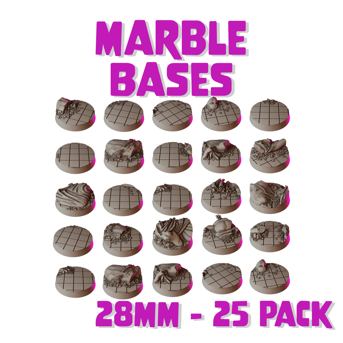 28.5mm Marble Round Bases (Set of 25) | MiniWarGaming – The ...