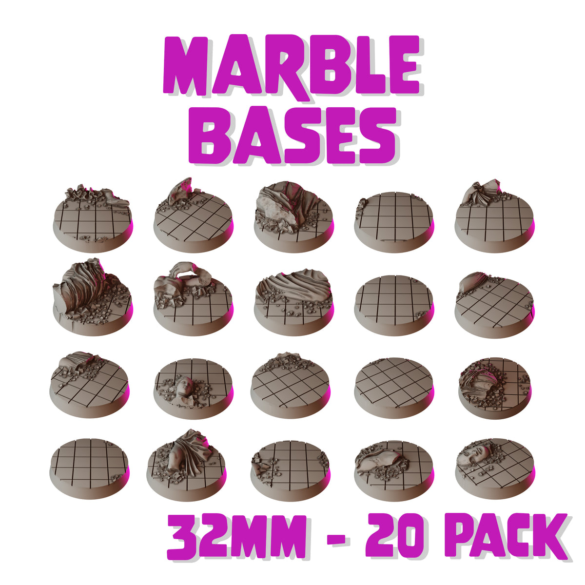 32mm Marble Round Bases (Set of 20) | MiniWarGaming – The MiniWarGaming ...