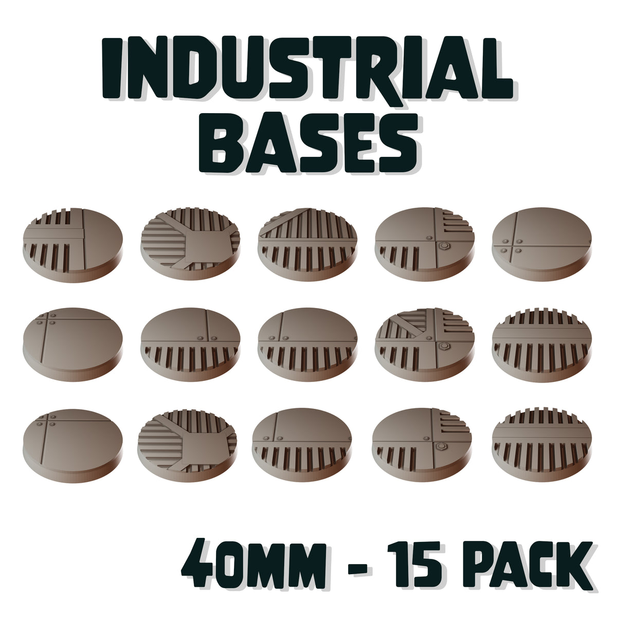 40mm Industrial Round Bases (Set of 15) | MiniWarGaming – The MiniWarGaming Forge