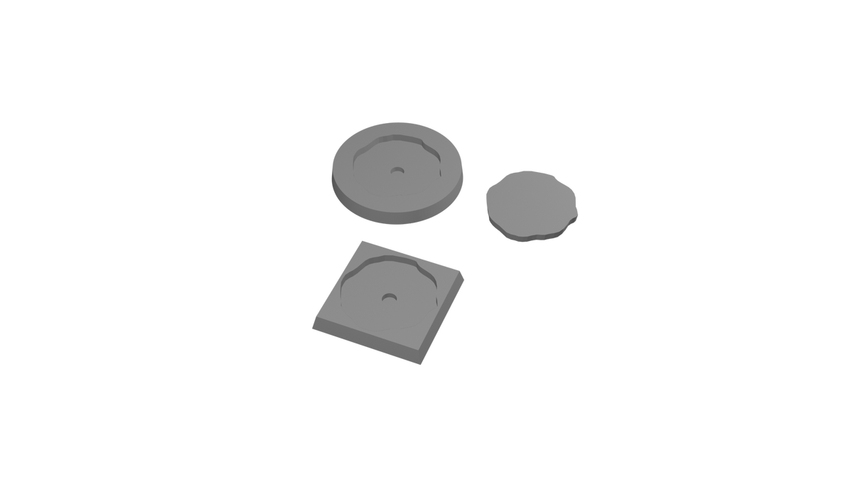 50mm Square to 60mm Round Untextured - Rank and Flank Base Adapters ...