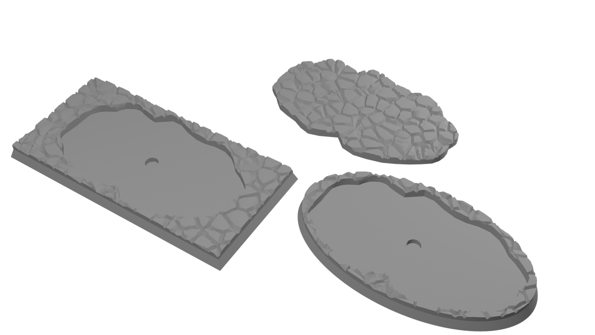 50x75mm Cavalry to 75x42mm Oval Cobblestone - Rank and Flank Base ...