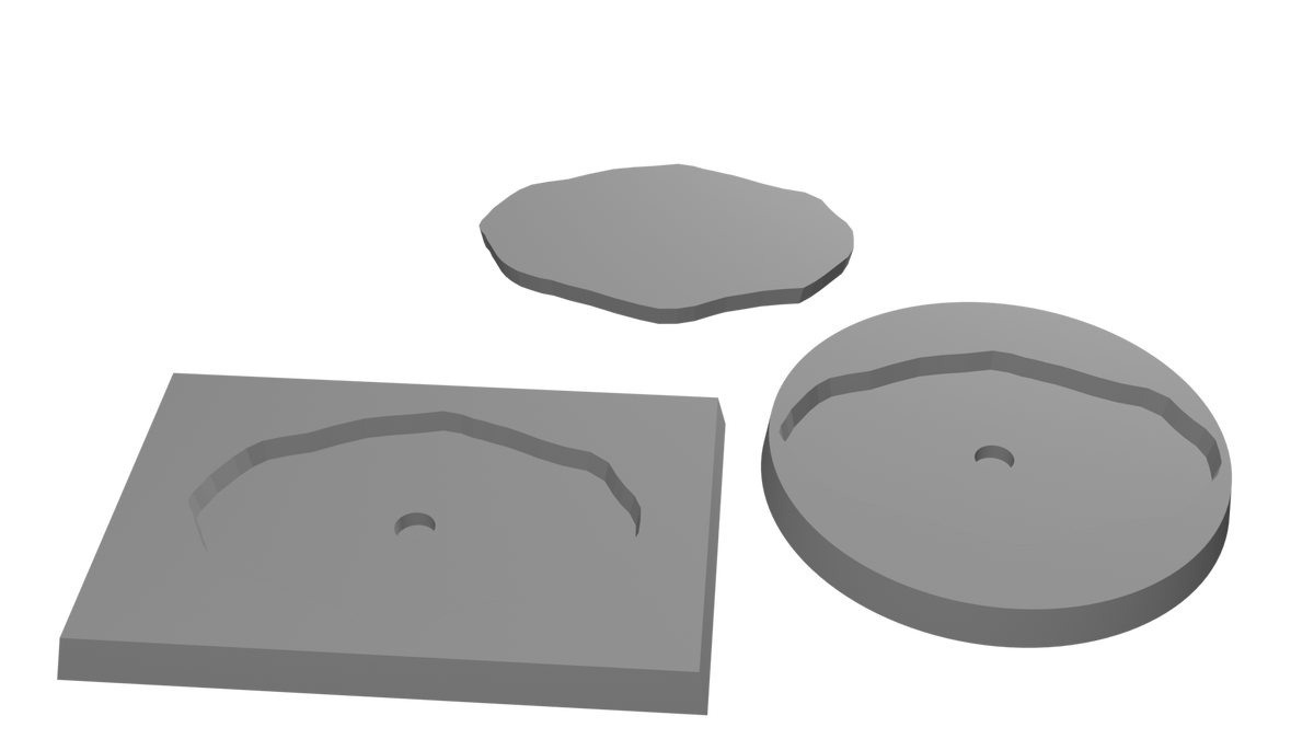 50x75mm Square to 60mm Round Untextured - Rank and Flank Base Adapters ...