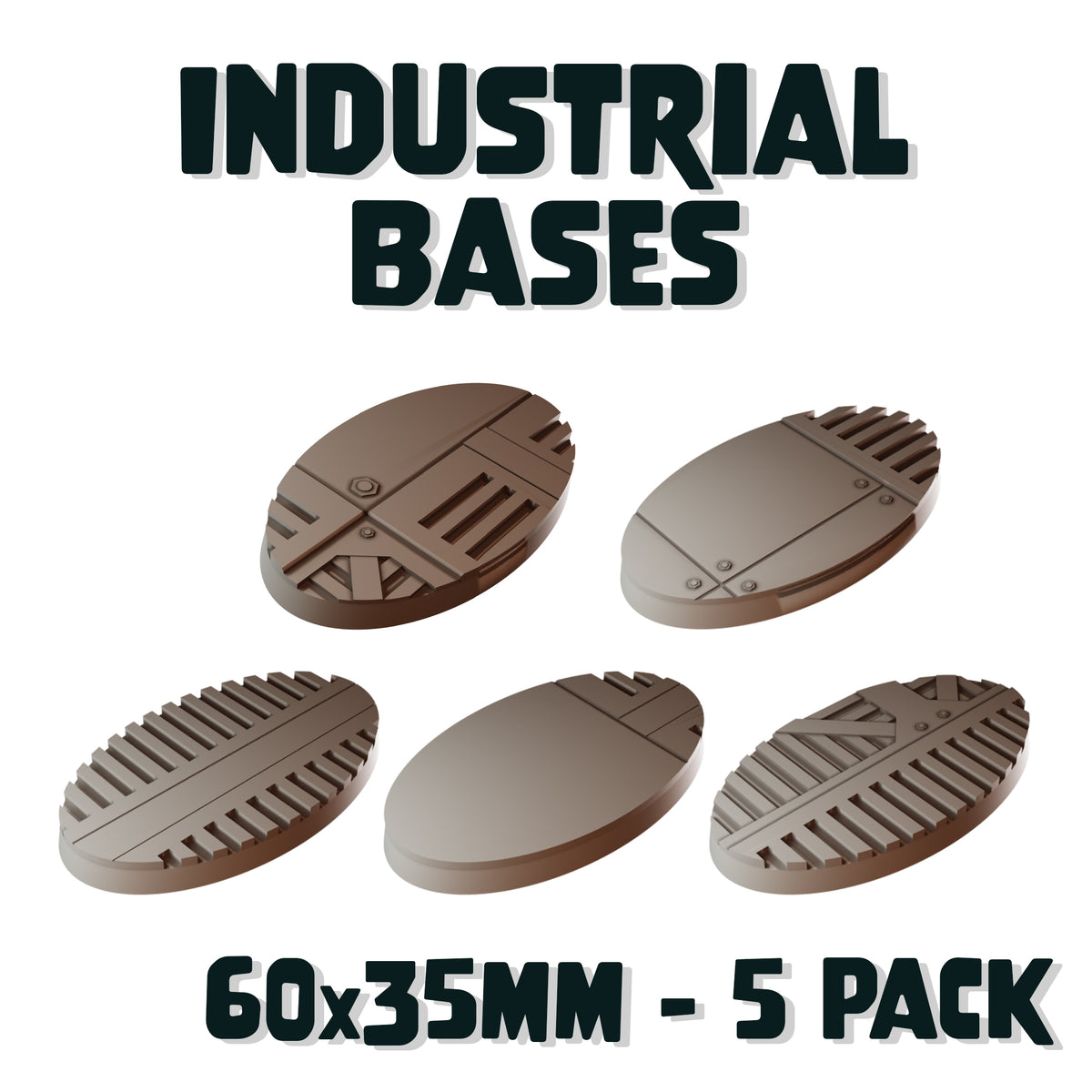 60x35mm Industrial Round Bases (Set of 5) | MiniWarGaming – The MiniWarGaming Forge