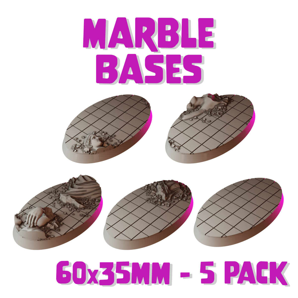 60x35mm Marble Round Bases (Set of 5) | MiniWarGaming – The ...