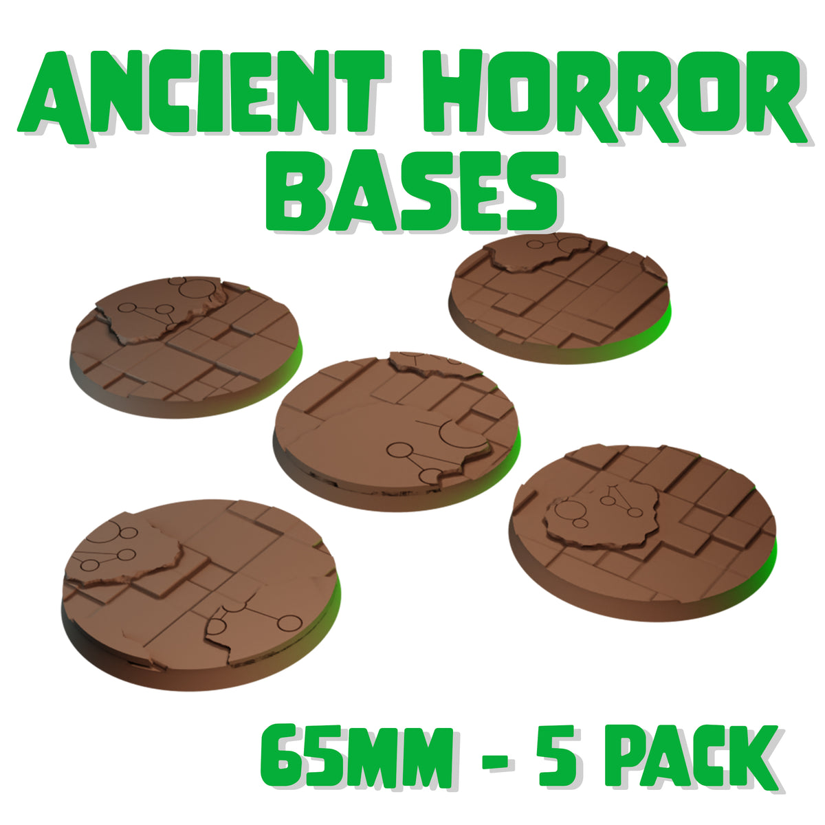 65mm Ancient Horror Round Bases (Set of 5) | MiniWarGaming – The ...