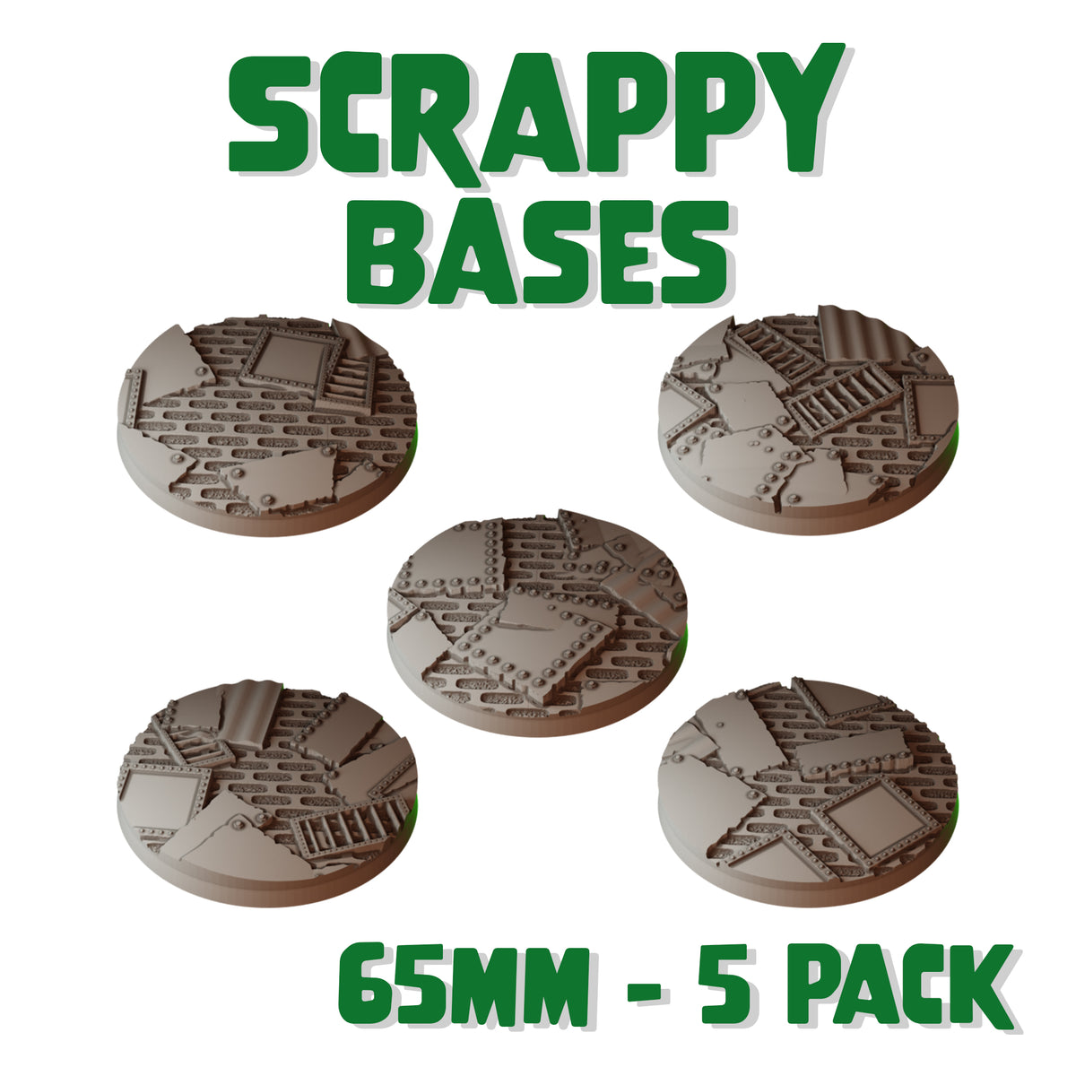 65mm Scrappy Round Bases (Set of 5) | MiniWarGaming – The MiniWarGaming Forge