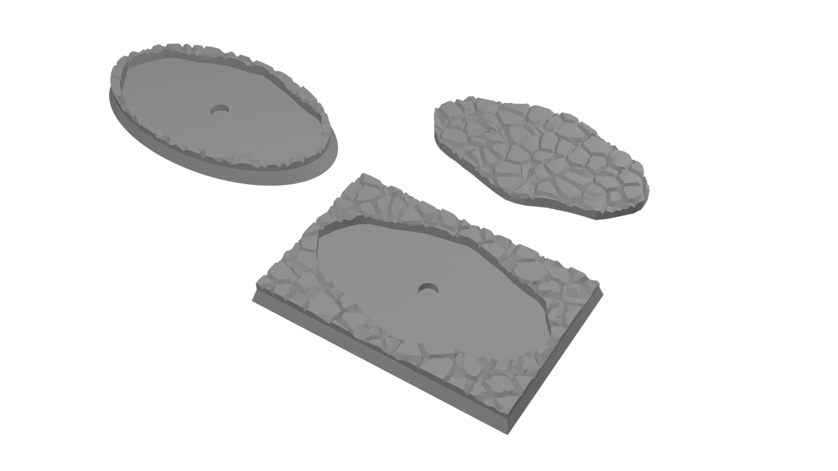 25x50mm Cavalry to 75x42mm Oval Cobblestone - Rank and Flank Base ...