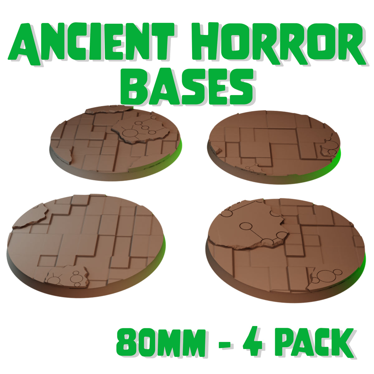 80mm Ancient Horror Round Bases (Set of 4) – The MiniWarGaming Forge
