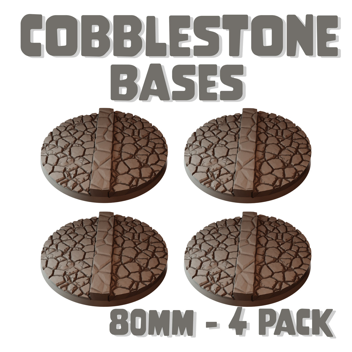 80mm Cobblestone Round Bases (Set of 4) | MiniWarGaming – The MiniWarGaming Forge