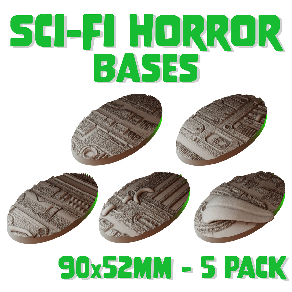 90x52mm Sci-fi Horror Round Bases (Set of 5) | MiniWarGaming – The ...