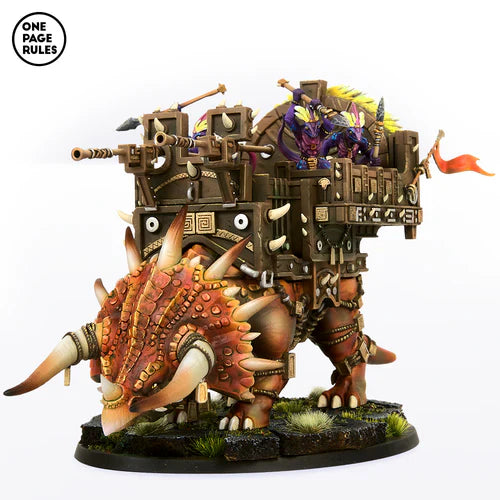Saurian Rider with Blowpipe on Triceratops Mount – The MiniWarGaming Forge